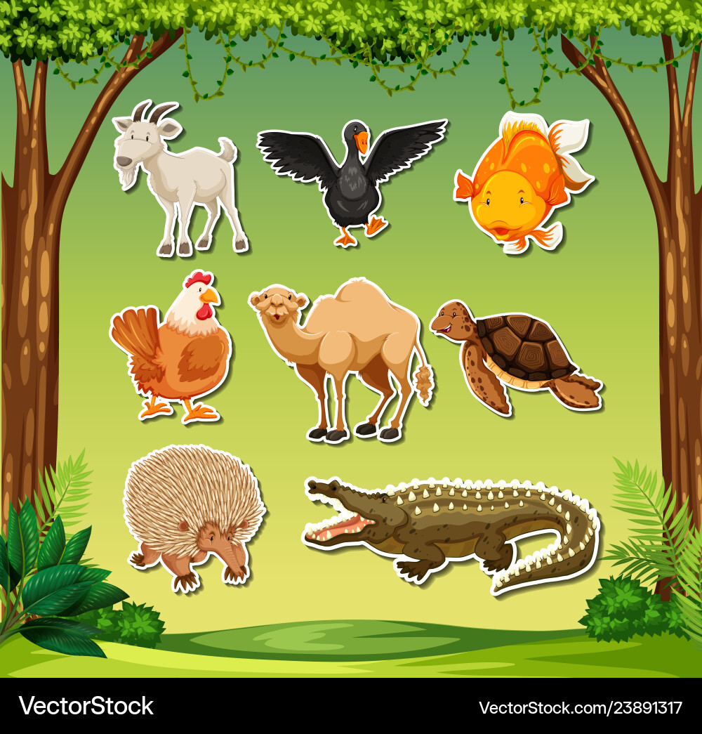 Set of sticker character Royalty Free Vector Image