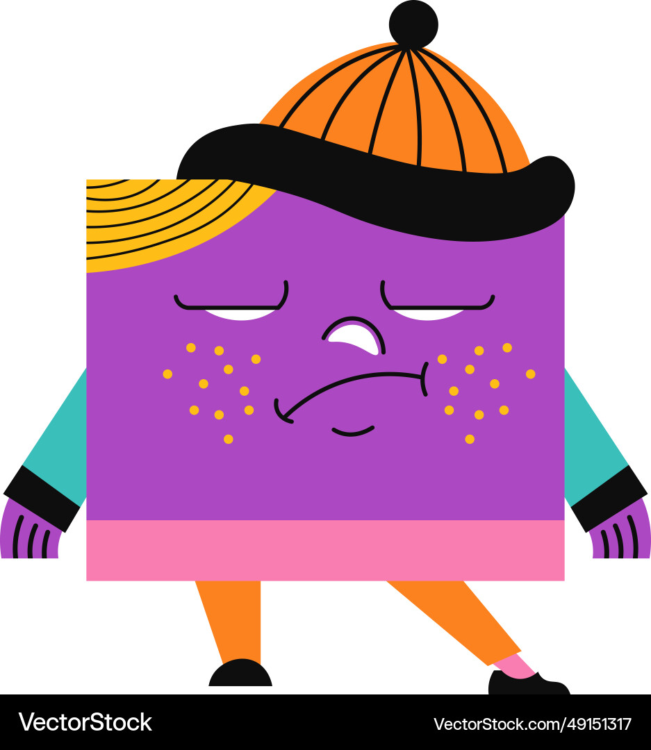 Square character sad personage figure Royalty Free Vector
