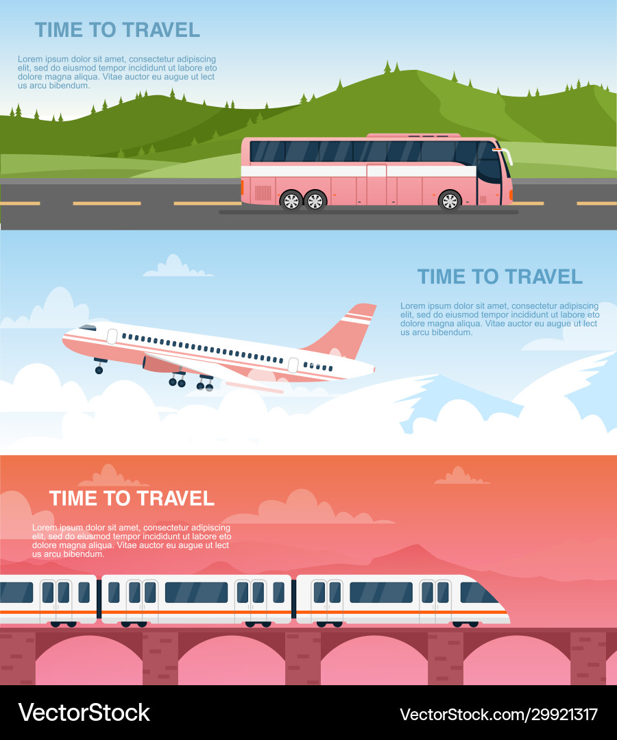 Time to travel web banner templates set Royalty Free Vector