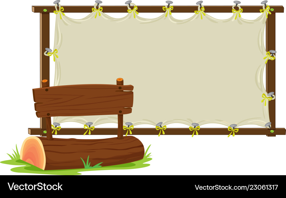 Tree trunk and wooden signboard Royalty Free Vector Image