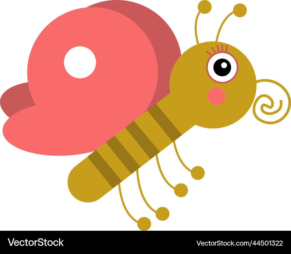 Butterfly character cartoon funny moth flying Vector Image