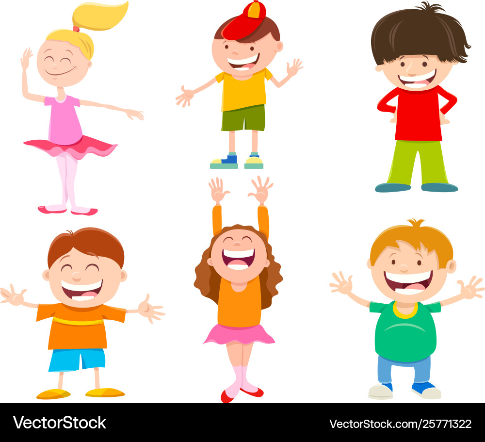 Cartoon cute children characters set Royalty Free Vector