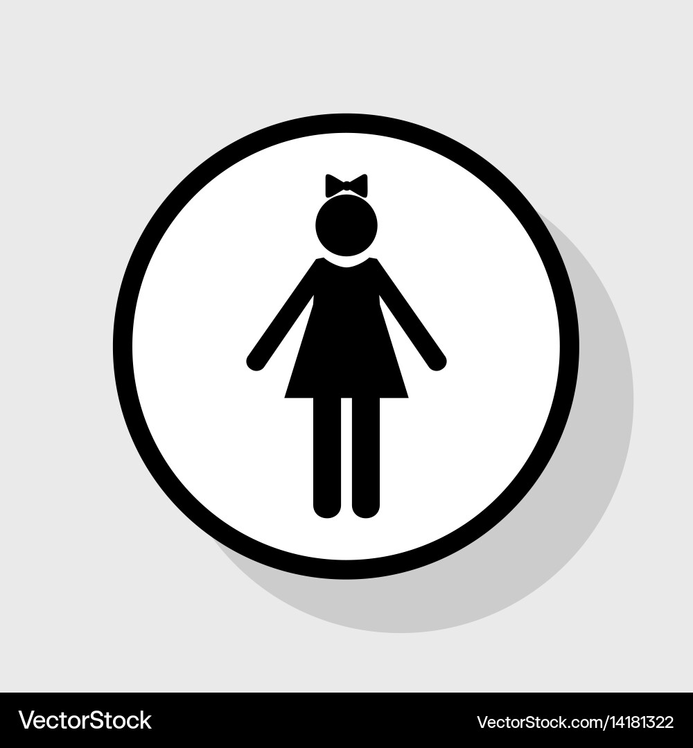 Girl sign flat black icon Royalty Free Vector Image