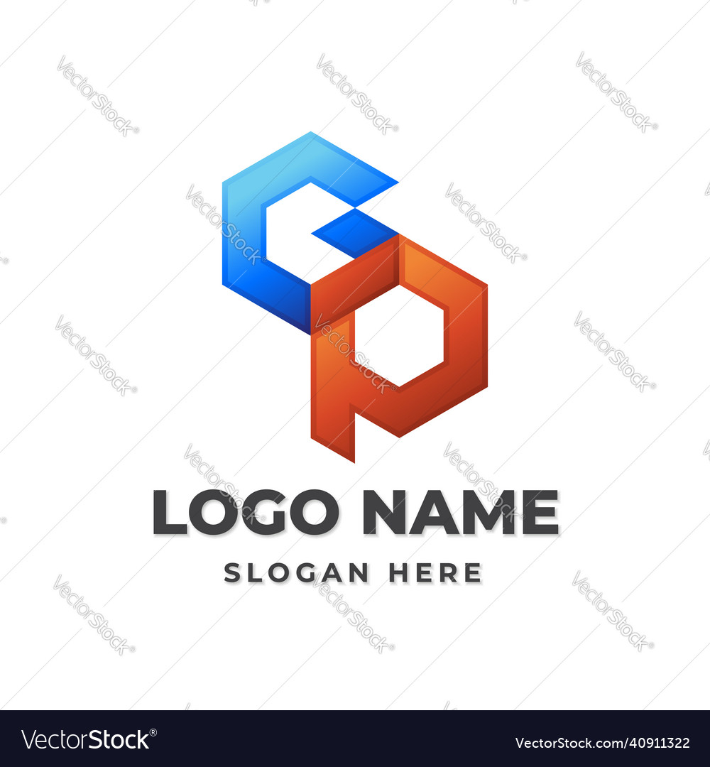 Gradient monogram gp initial letter logo Vector Image