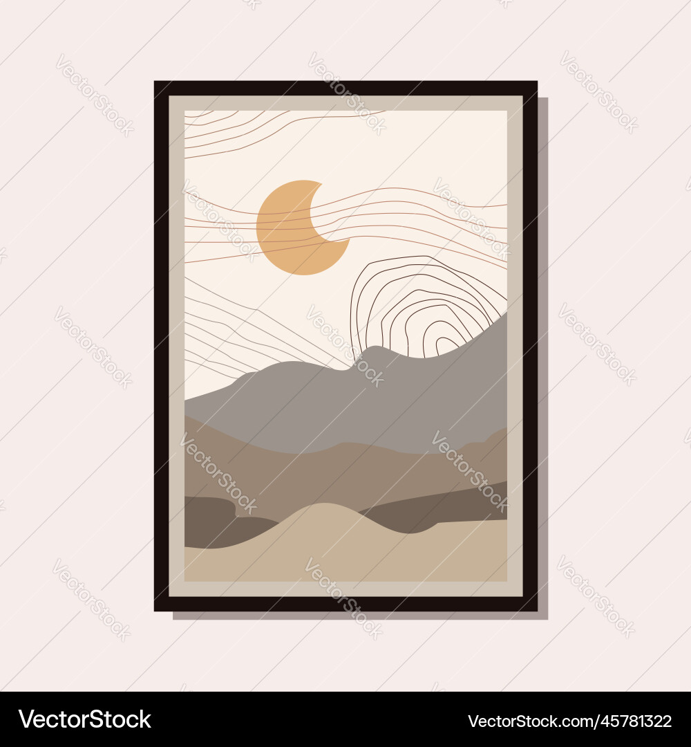 Landscape art boho template Royalty Free Vector Image