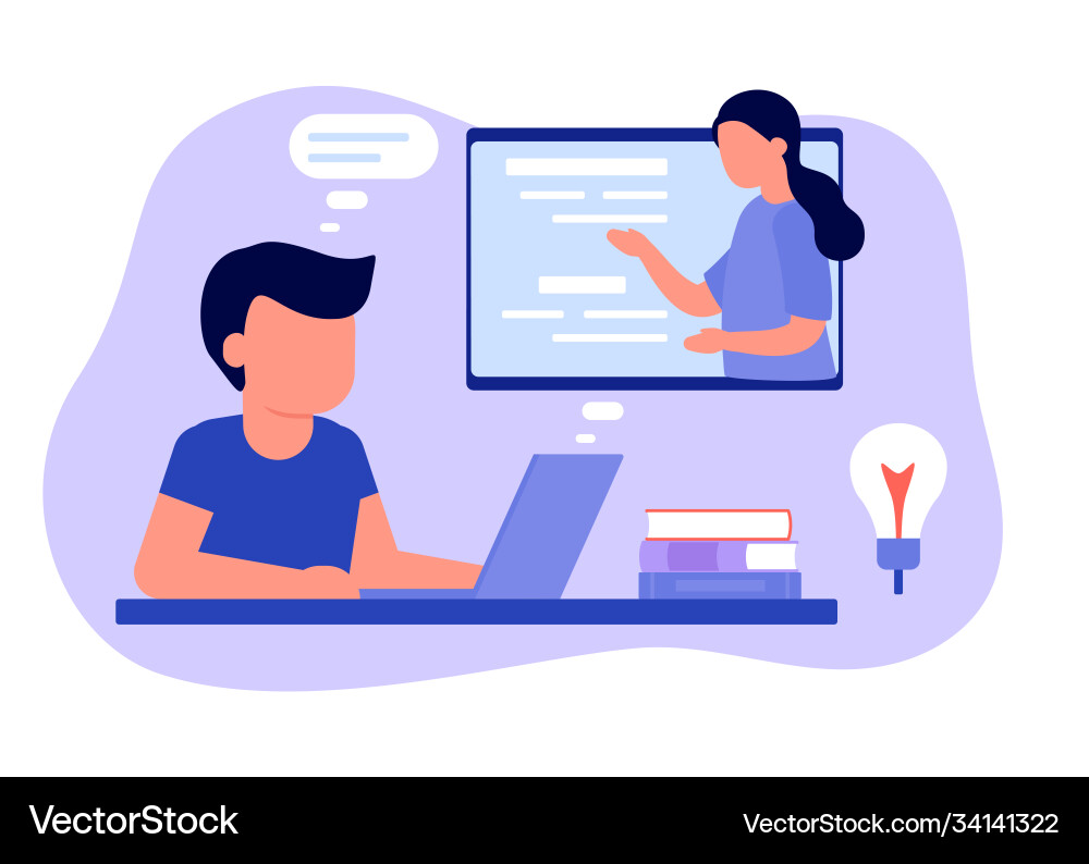 Learn from distance with teacher online education Vector Image