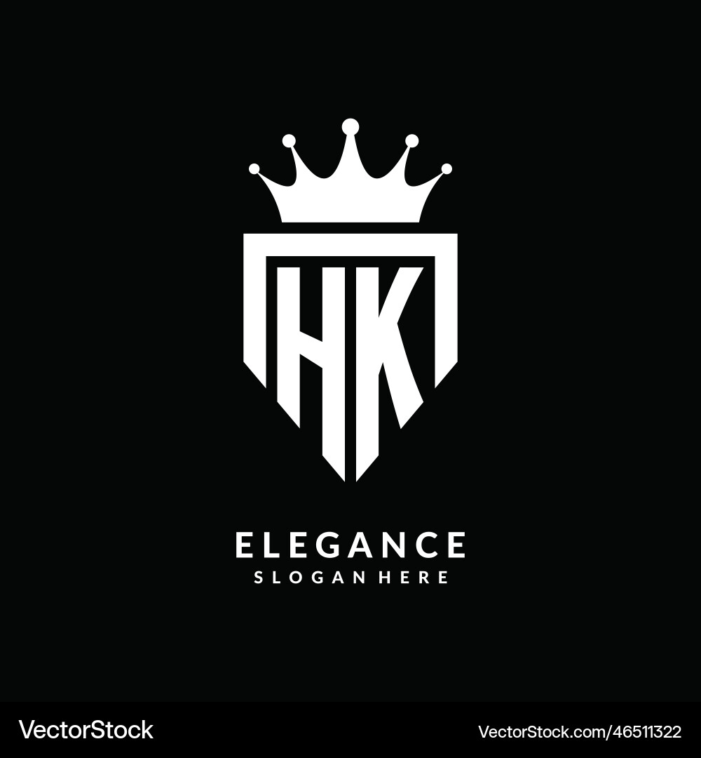 Letter hk logo monogram emblem style with crown Vector Image