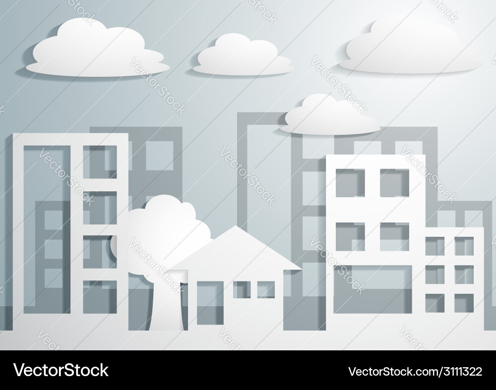 Paper town and buildings Royalty Free Vector Image