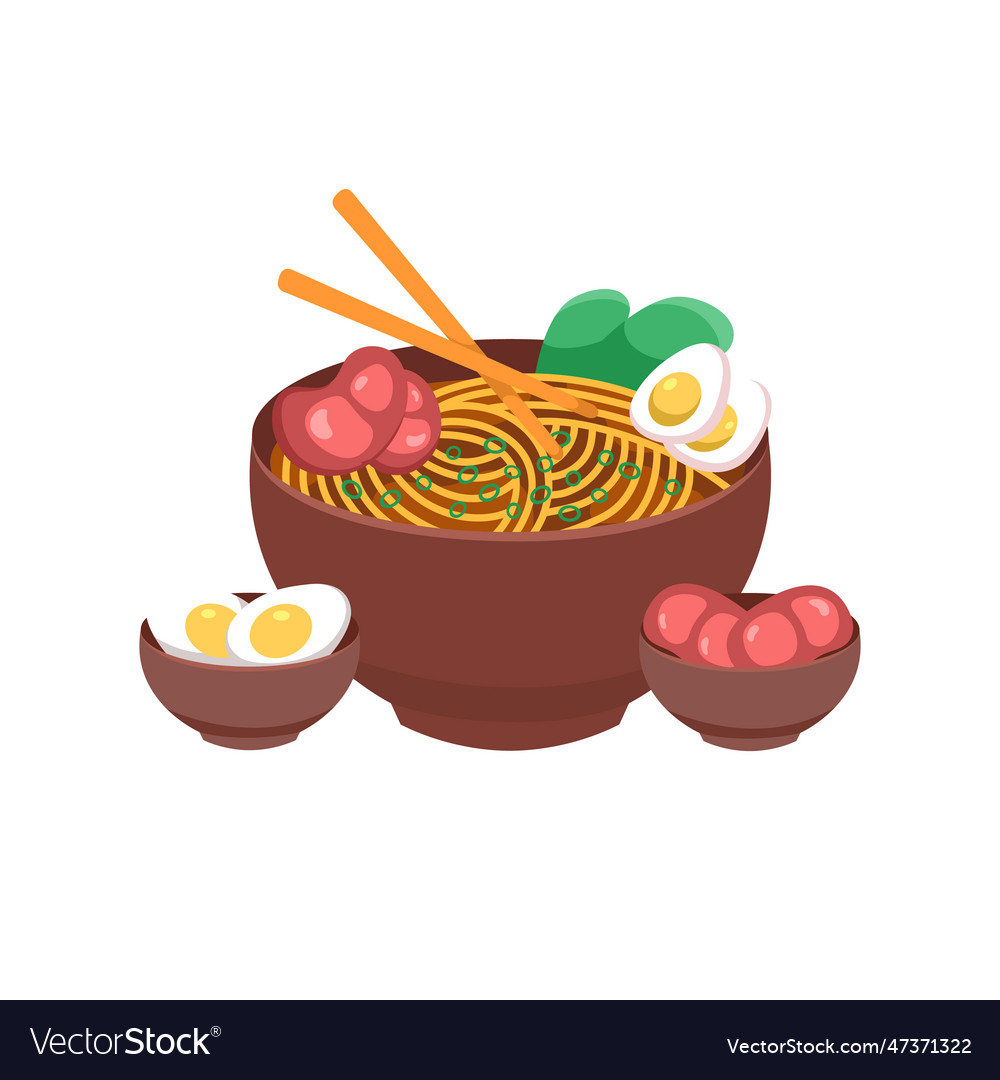Ramen flat Royalty Free Vector Image - VectorStock