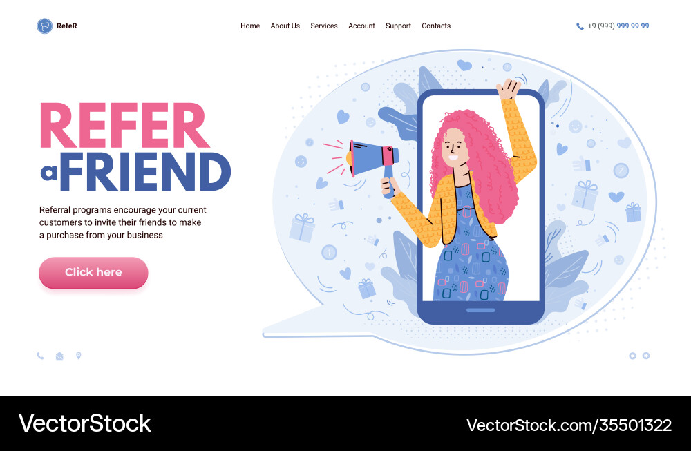 Refer a friend concept website banner Royalty Free Vector