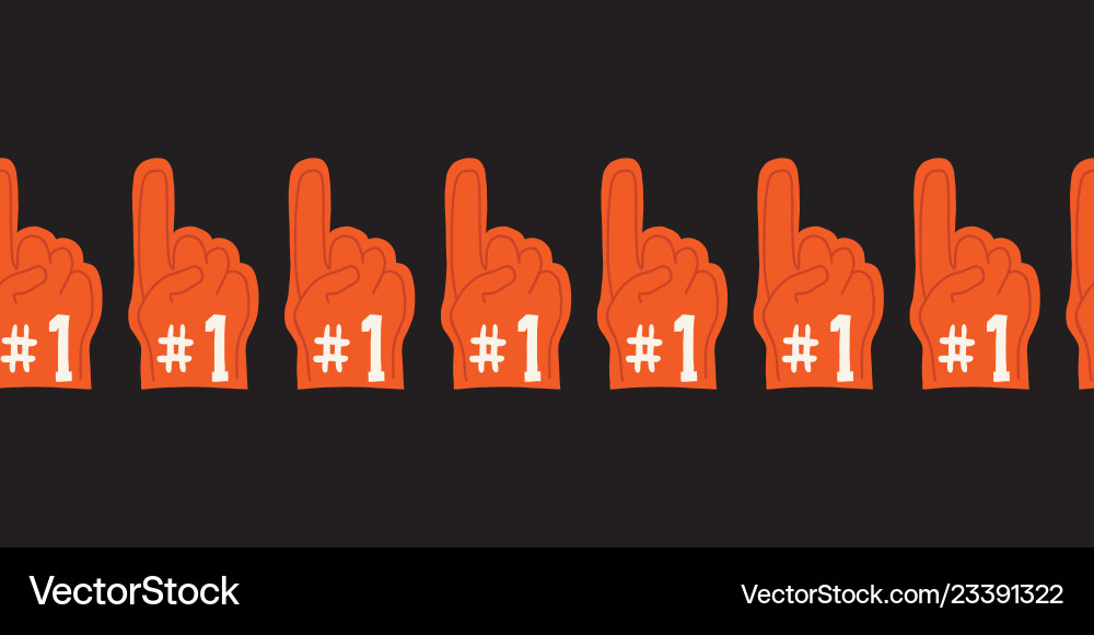Seamless border foam finger with number one text Vector Image