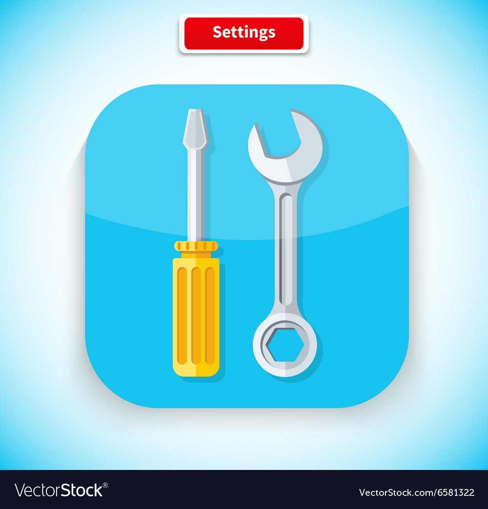 Setting App Icon Flat Style Design Royalty Free Vector Image