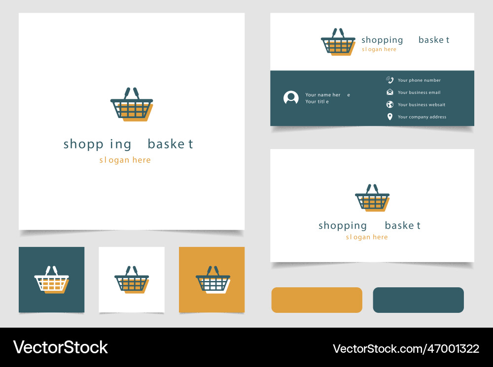 Shopping basket logo design with editable slogan Vector Image