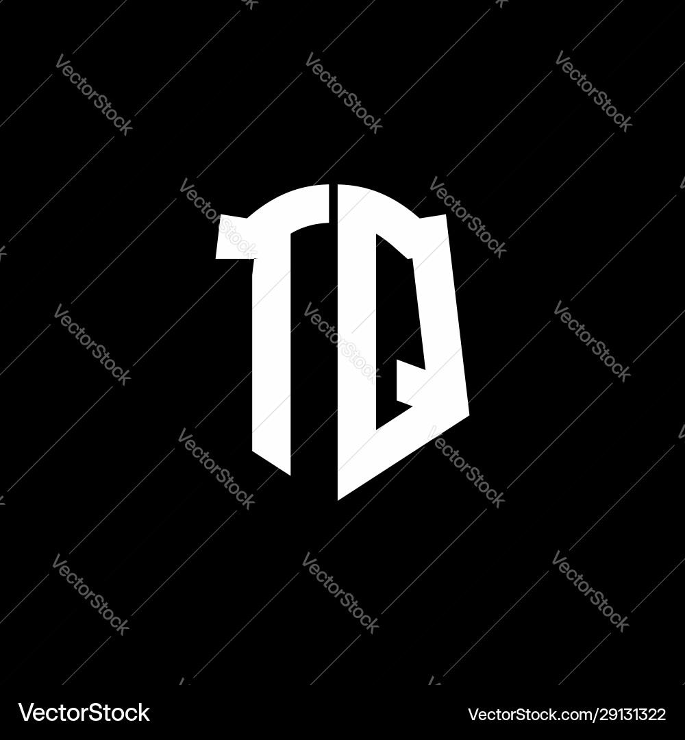 Tq monogram letter logo ribbon with shield style Vector Image