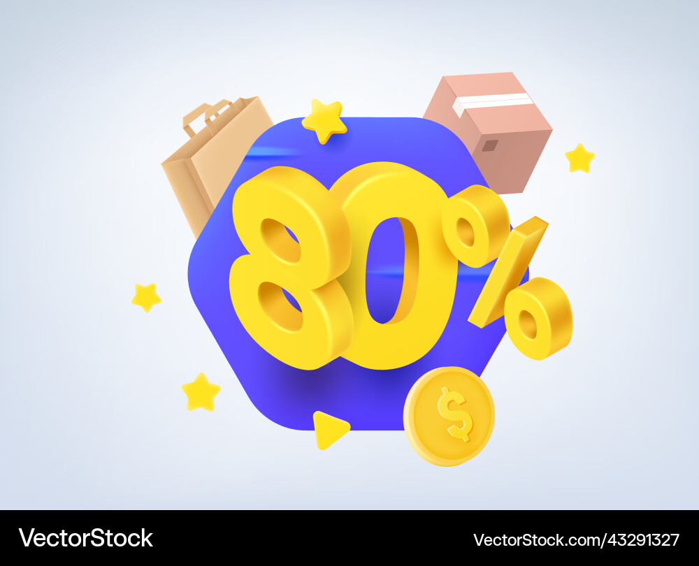 80 percent sale concept 3d Royalty Free Vector Image
