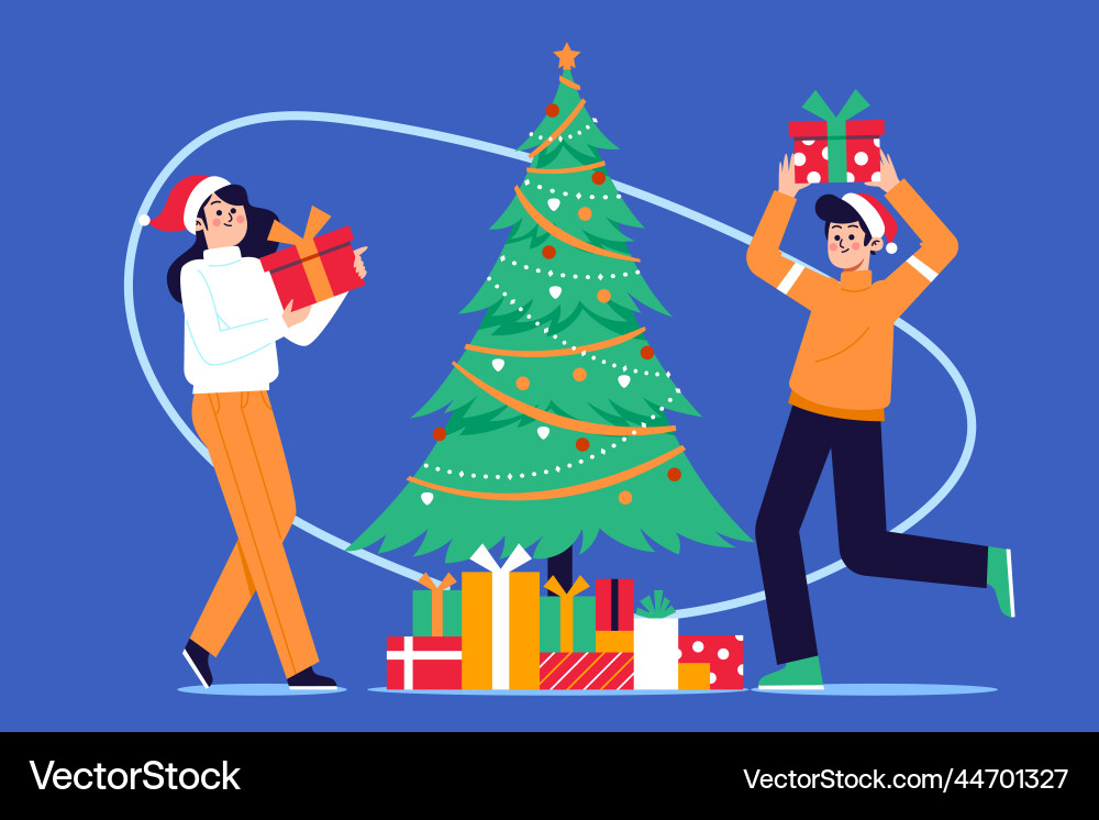 Christmas gifts scene design Royalty Free Vector Image