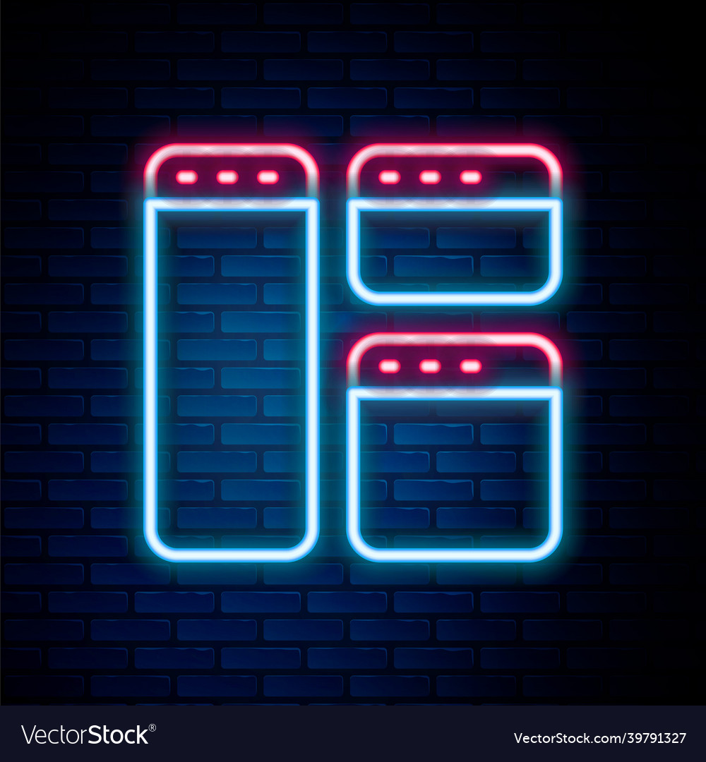 Glowing neon line browser window icon isolated Vector Image