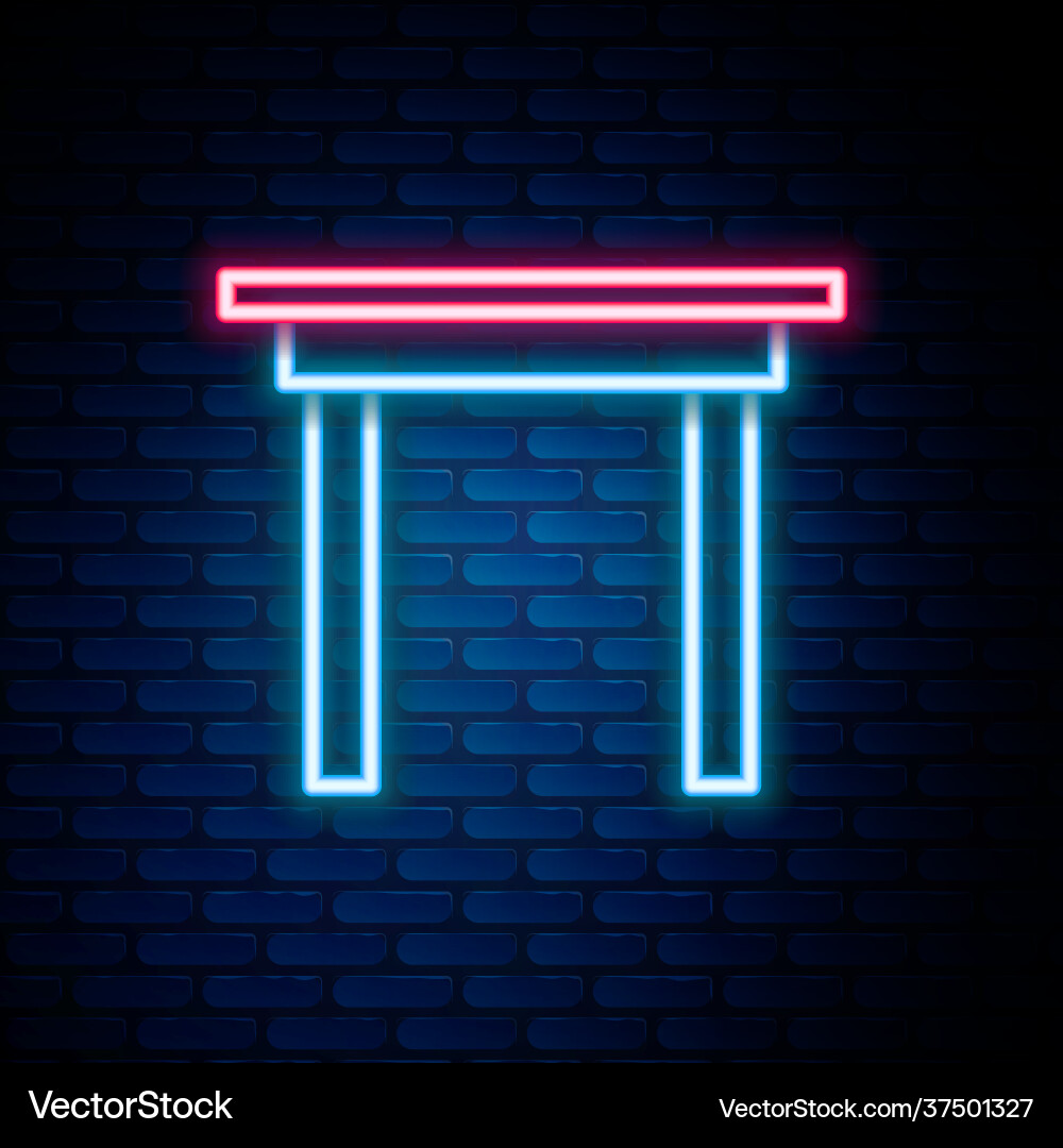 Glowing neon line wooden table icon isolated Vector Image