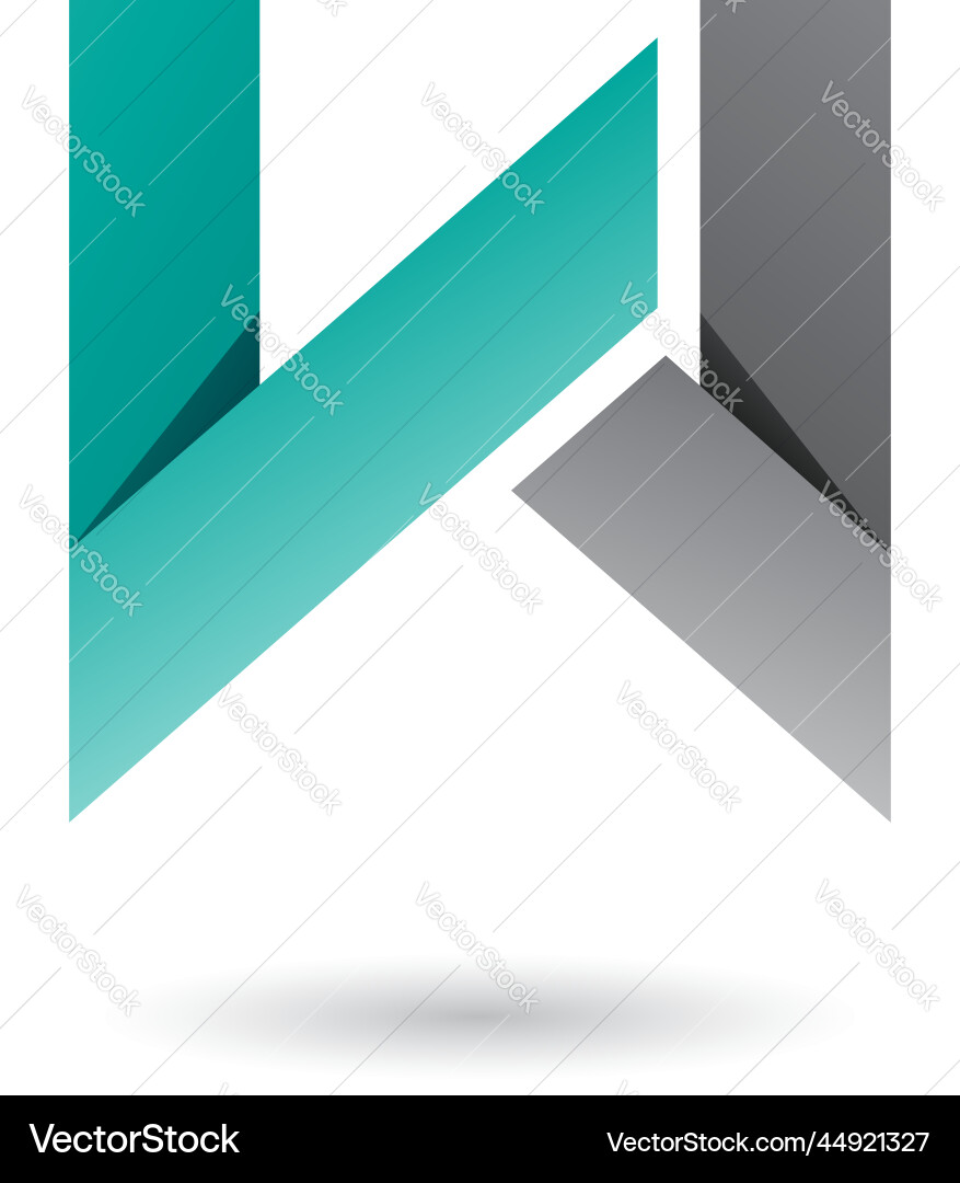 Green and grey folded paper letter w Royalty Free Vector