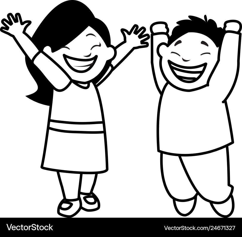 Happy fat kids celebrating characters Royalty Free Vector
