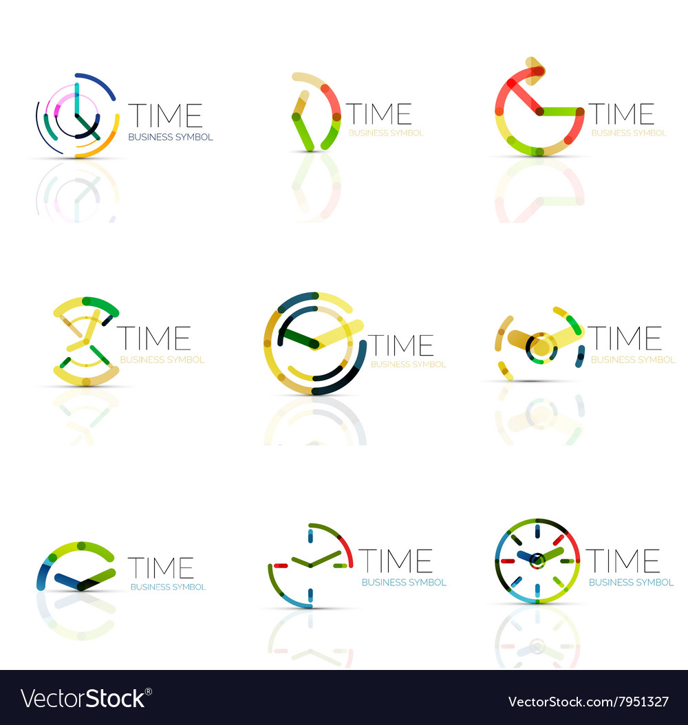 Linear time abstract logo set connected Royalty Free Vector