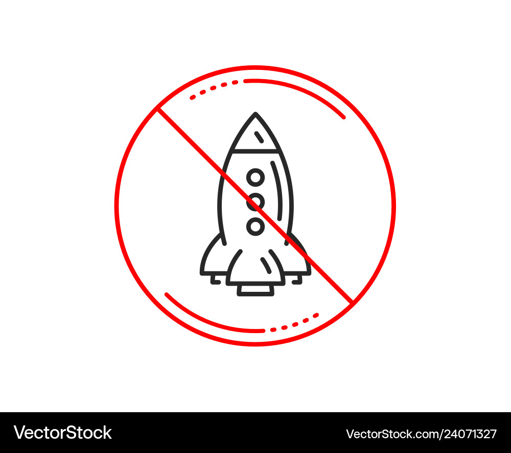 No or stop sign rocket line icon spaceship Vector Image