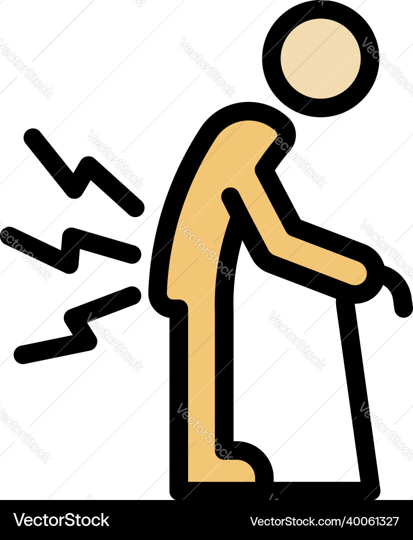 Old back pain icon color outline Royalty Free Vector Image