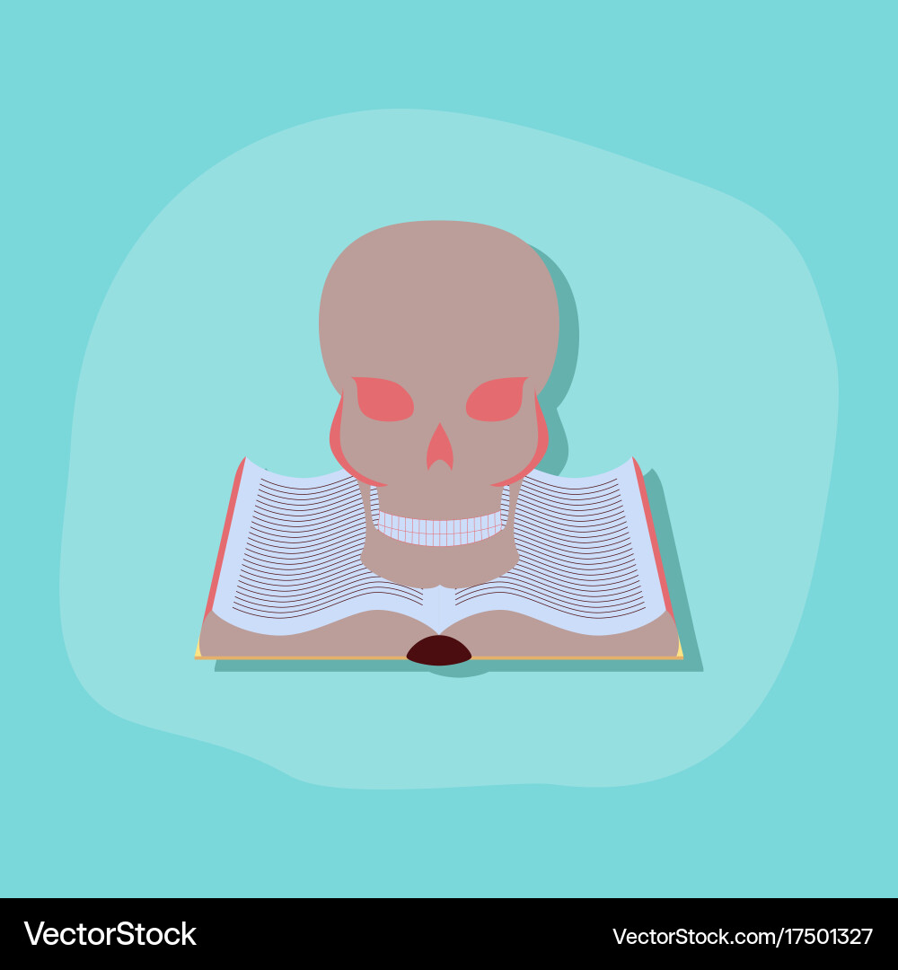 Paper sticker on stylish background book skull Vector Image