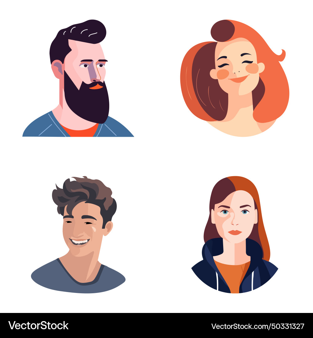People avatars flat icon set isolated on white Vector Image