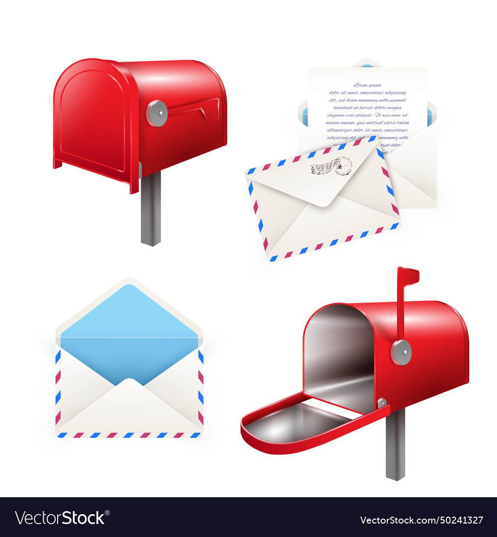 Realistic postal elements set Royalty Free Vector Image