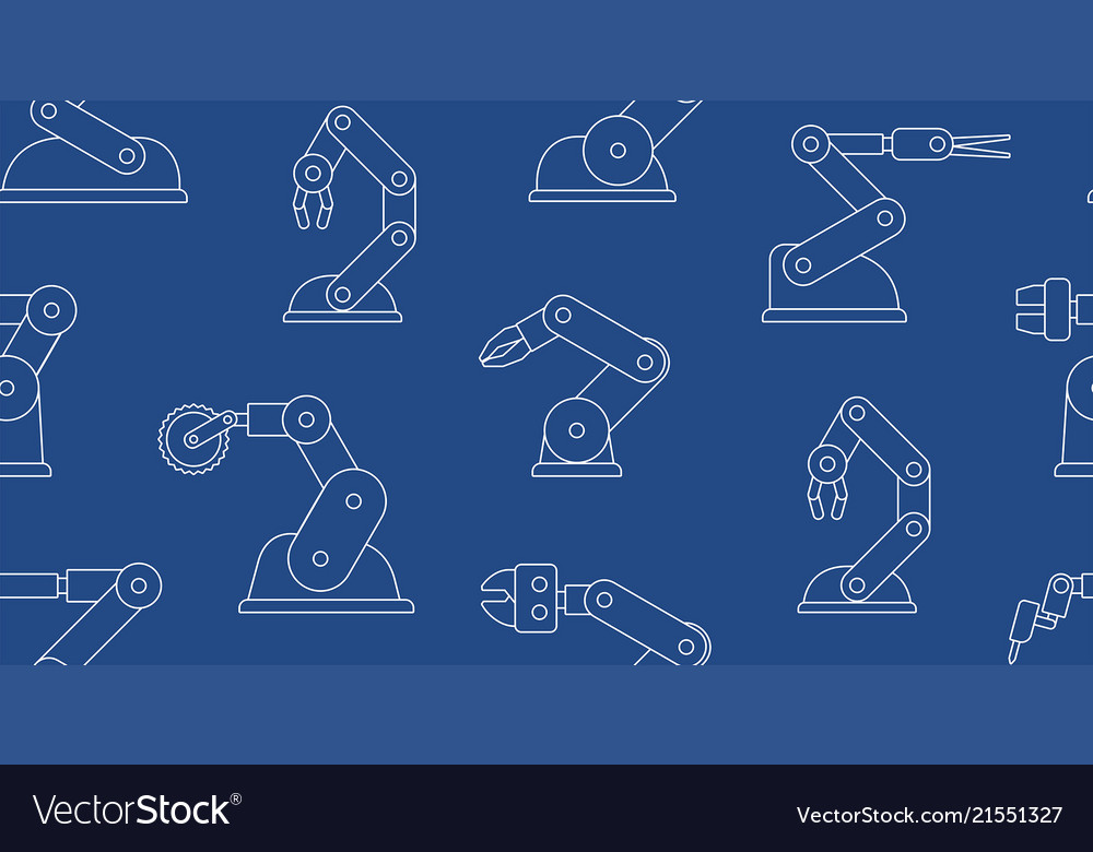 Seamless pattern with robotic arms Royalty Free Vector Image
