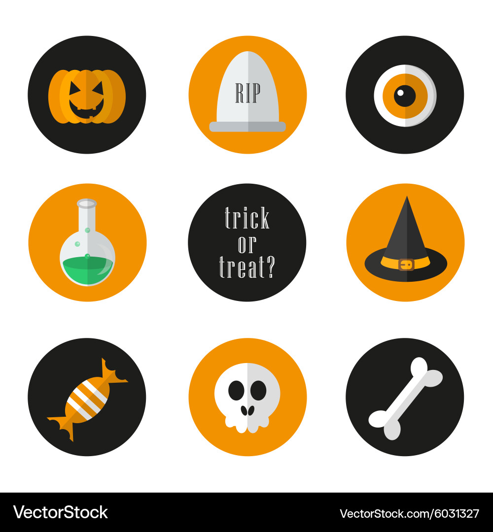 Set of halloween flat icons Royalty Free Vector Image