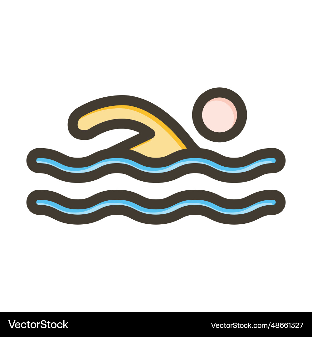 Swimmer thick line filled colors icon for Vector Image