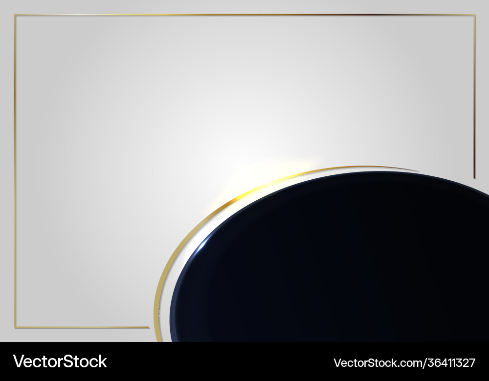 Template gold curved line frame on white and dark Vector Image