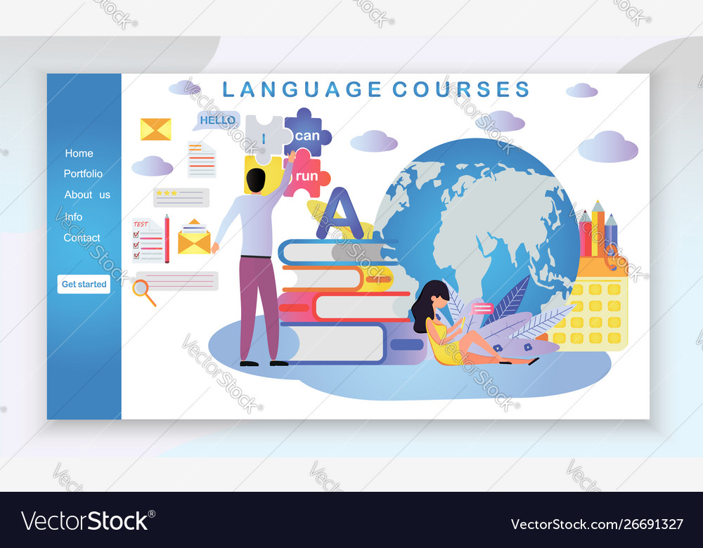 Web page design templates for language courses Vector Image