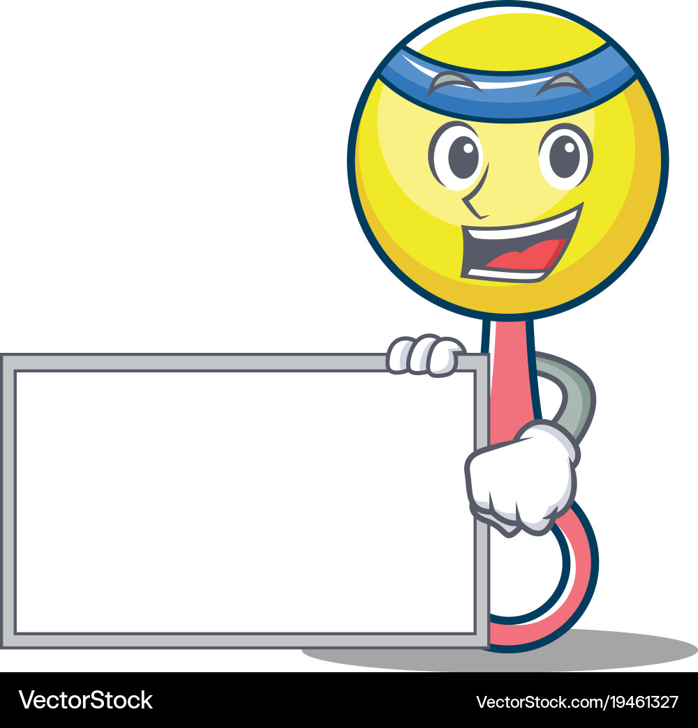 With board rattle toy character cartoon Royalty Free Vector