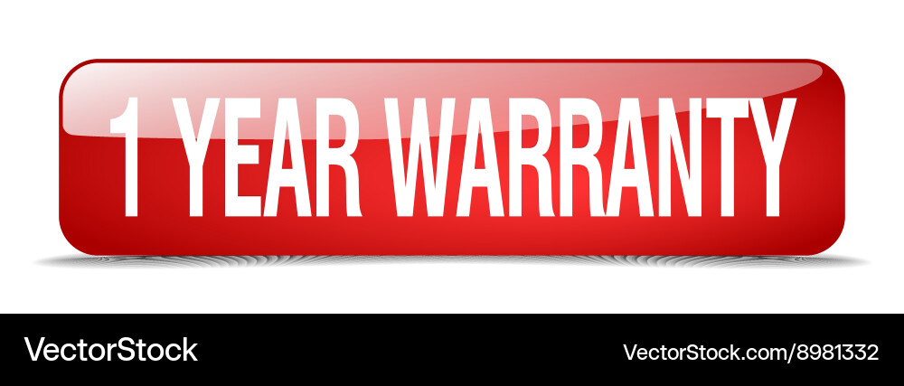 1 year warranty red square 3d realistic isolated Vector Image