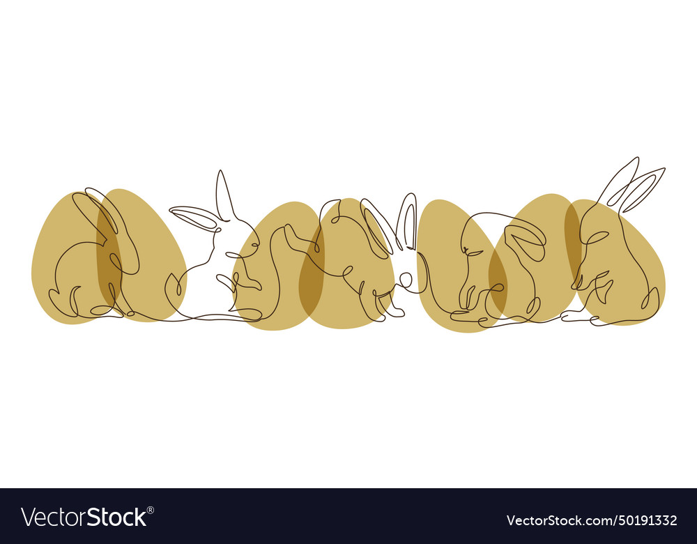 Abstract bunnies set on eggs background easter Vector Image