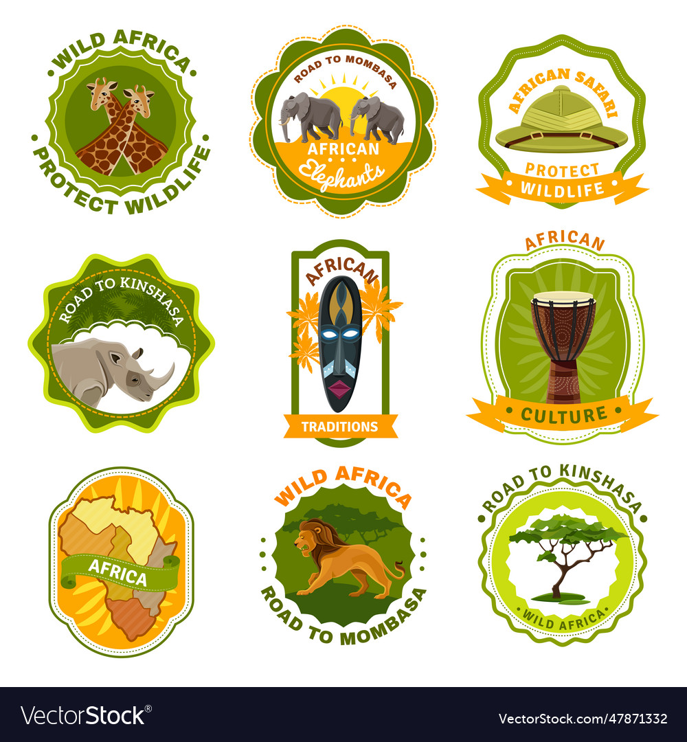 Africa emblems set emblems set Royalty Free Vector Image