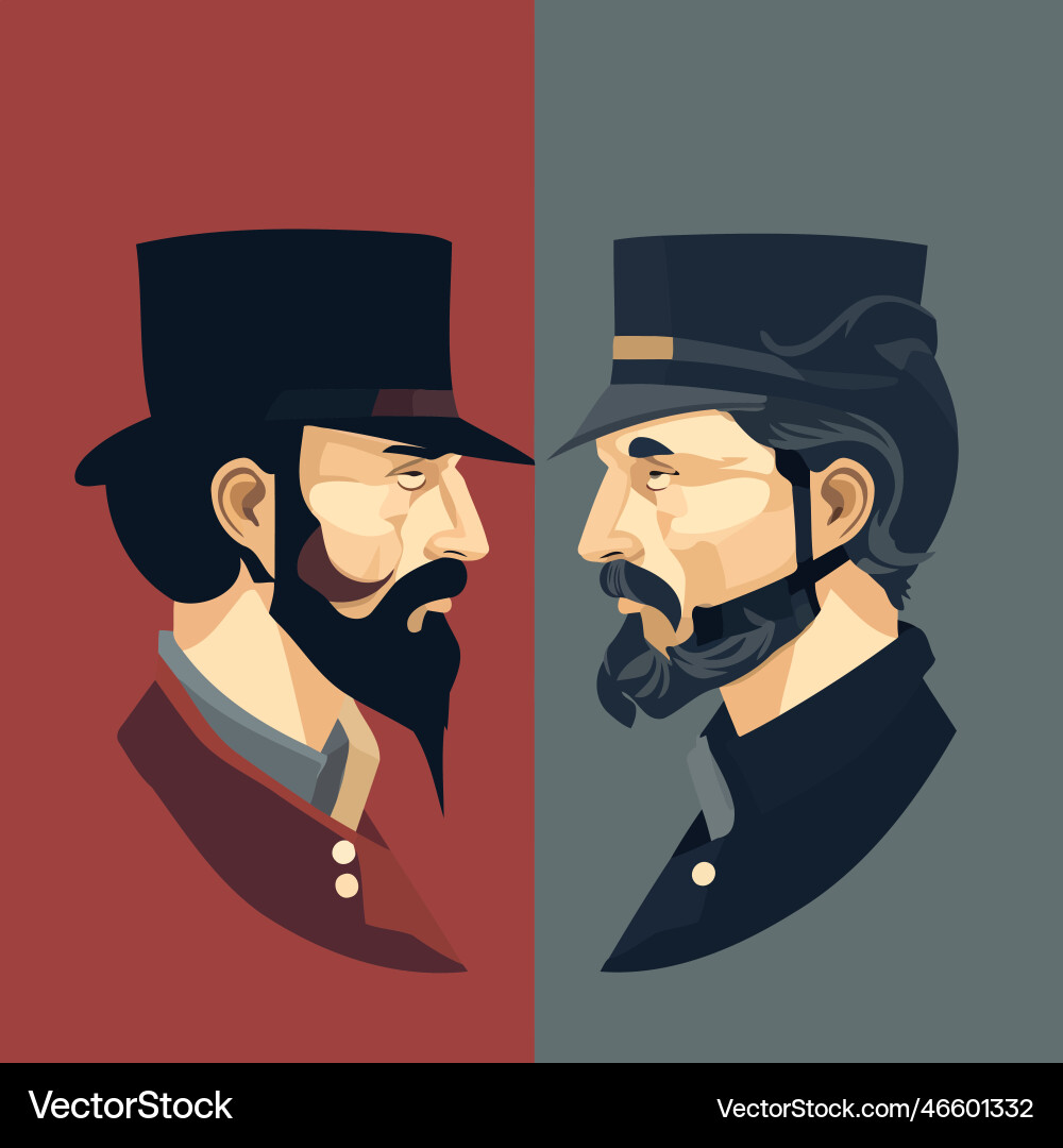 American civil war depicted by two men Royalty Free Vector