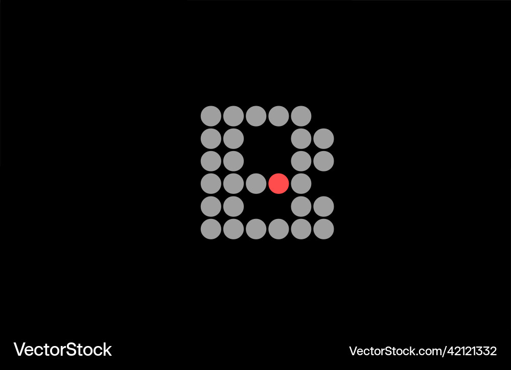 B dotted red grey alphabet letter icon logo Vector Image