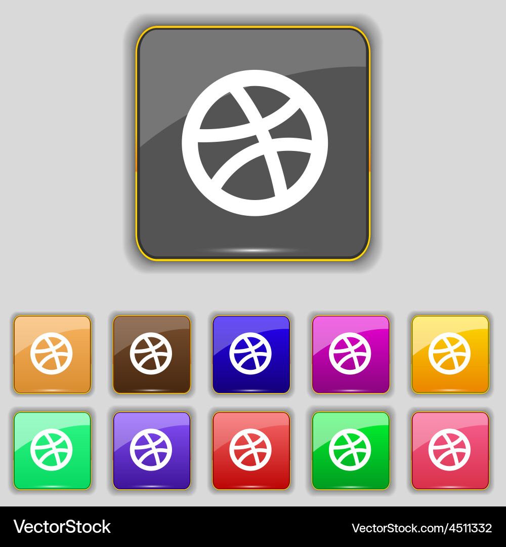 Basketball icon sign set with eleven colored Vector Image