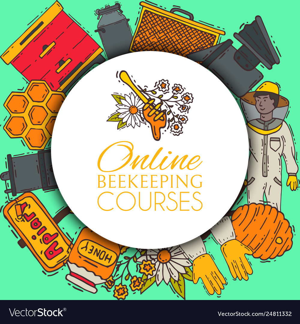 Beekeeping round pattern apiary Royalty Free Vector Image