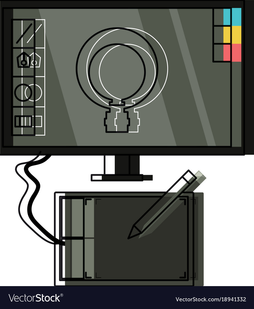 Computer and graphic design concept Royalty Free Vector