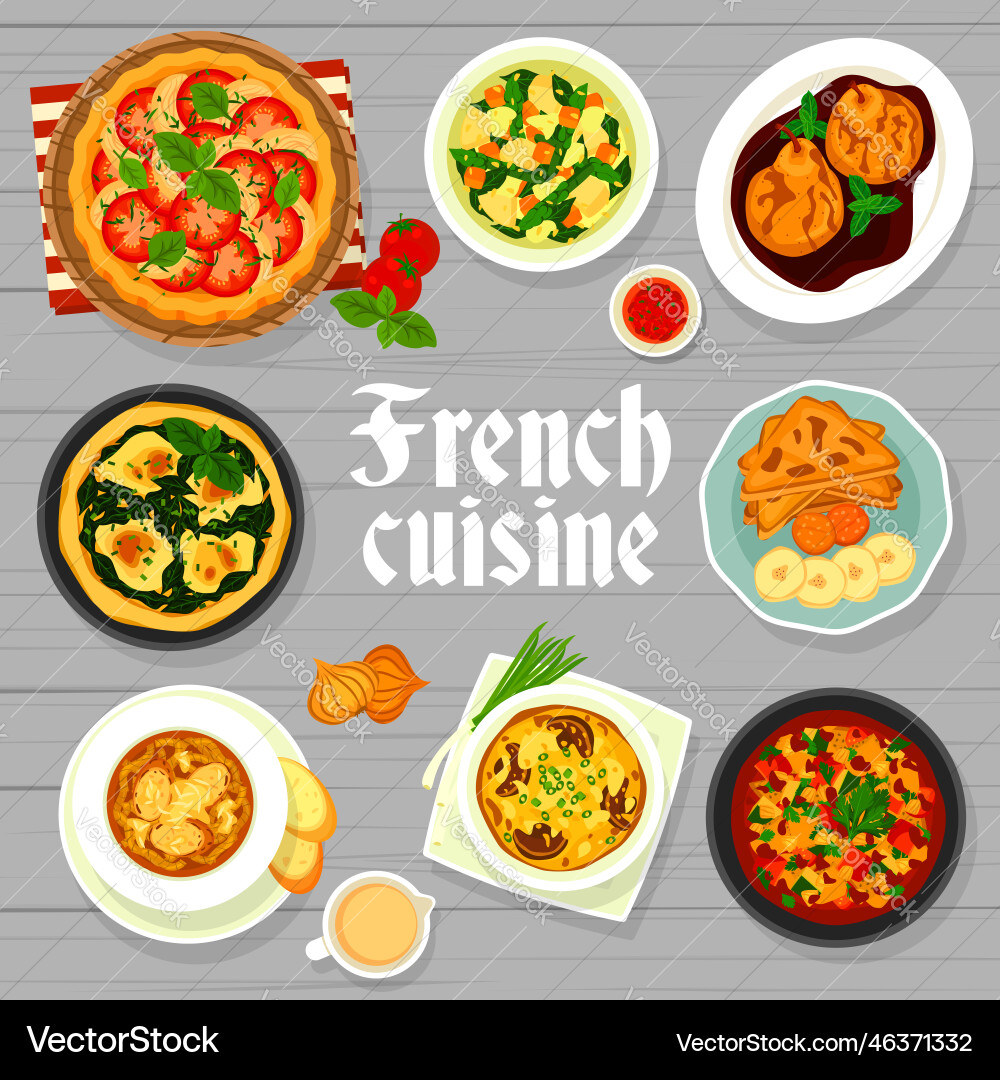 French cuisine meals menu cover page Royalty Free Vector