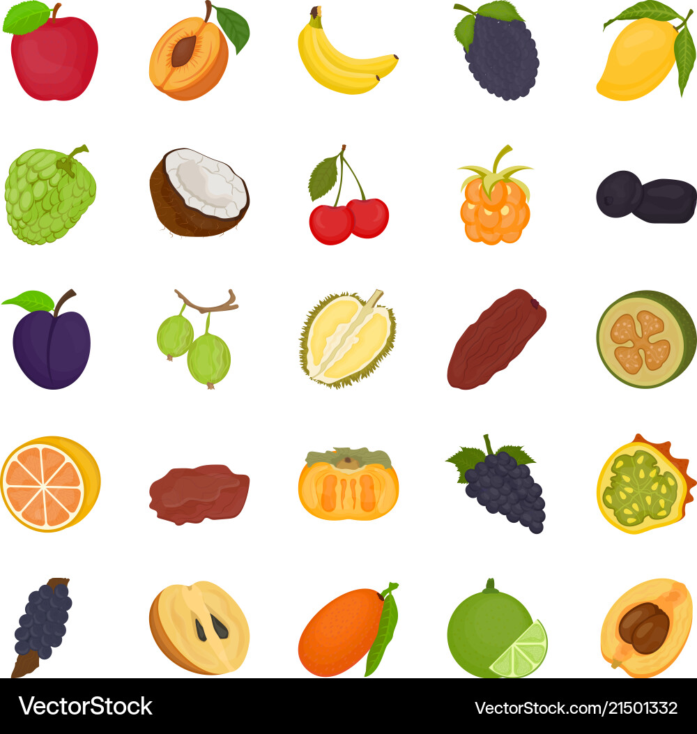 Fruit flat icons Royalty Free Vector Image - VectorStock