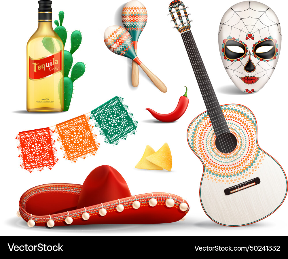 Mexico realistic set Royalty Free Vector Image