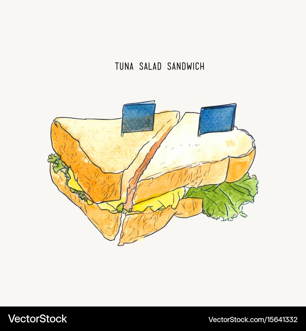 Tuna salad sandwich sketch Royalty Free Vector Image
