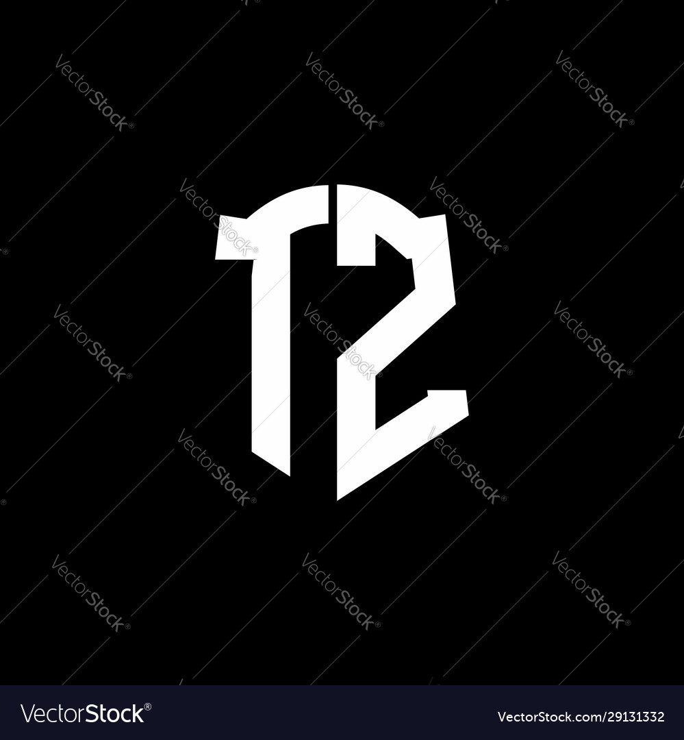 Tz monogram letter logo ribbon with shield style Vector Image