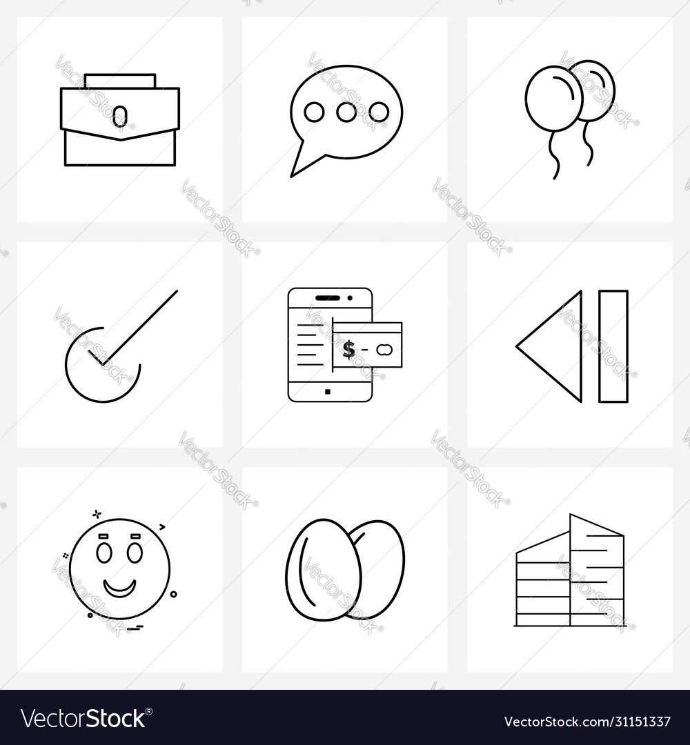 9 interface line icon set modern symbols Vector Image